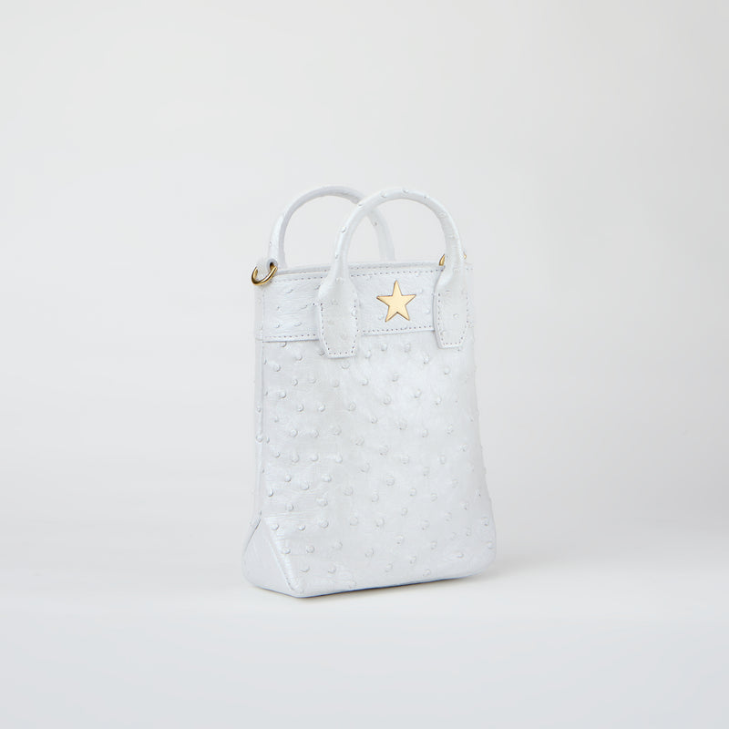 LOLA MINI SHOPPER WHITE OSTRICH – etoile totes
