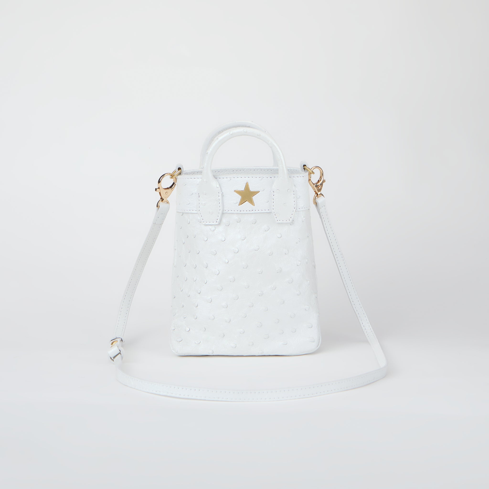 LOLA MINI SHOPPER WHITE OSTRICH – etoile totes